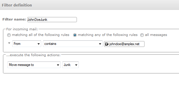 How To Setup E-mail Filters | Amplex SupportAmplex Support